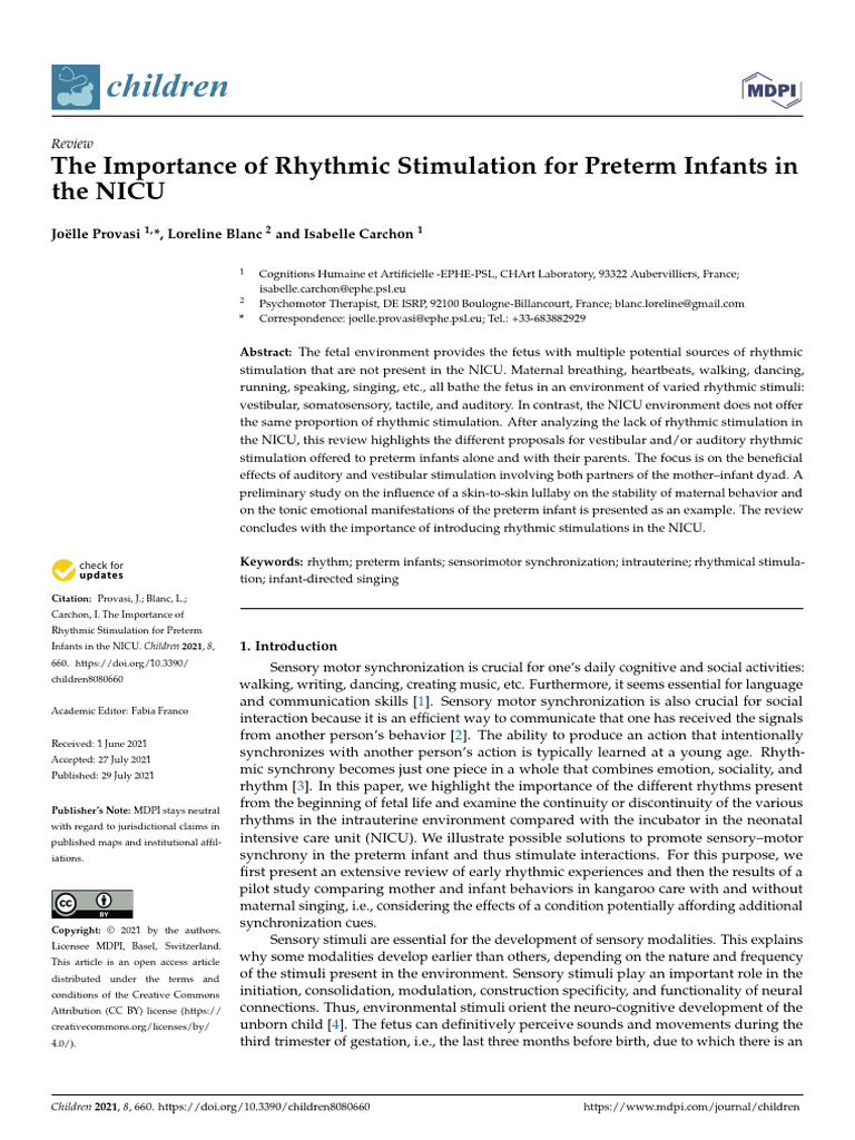Rhythmic Stimulation for Preterm Infants | PDF | Rhythm | Fetus