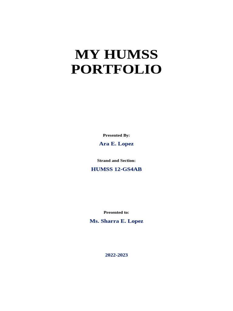 HUMSS Portfolio by Ara E. Lopez | PDF | Faith | Spirituality