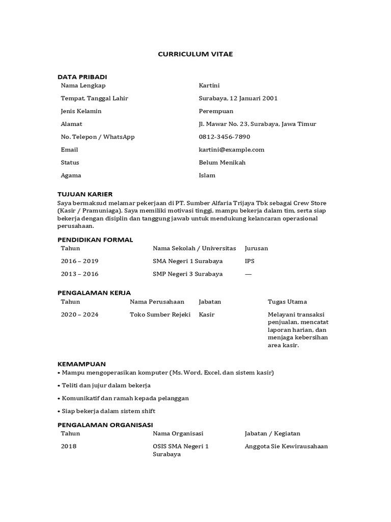 CV Kartini PT Sumber Alfaria Trijaya | PDF