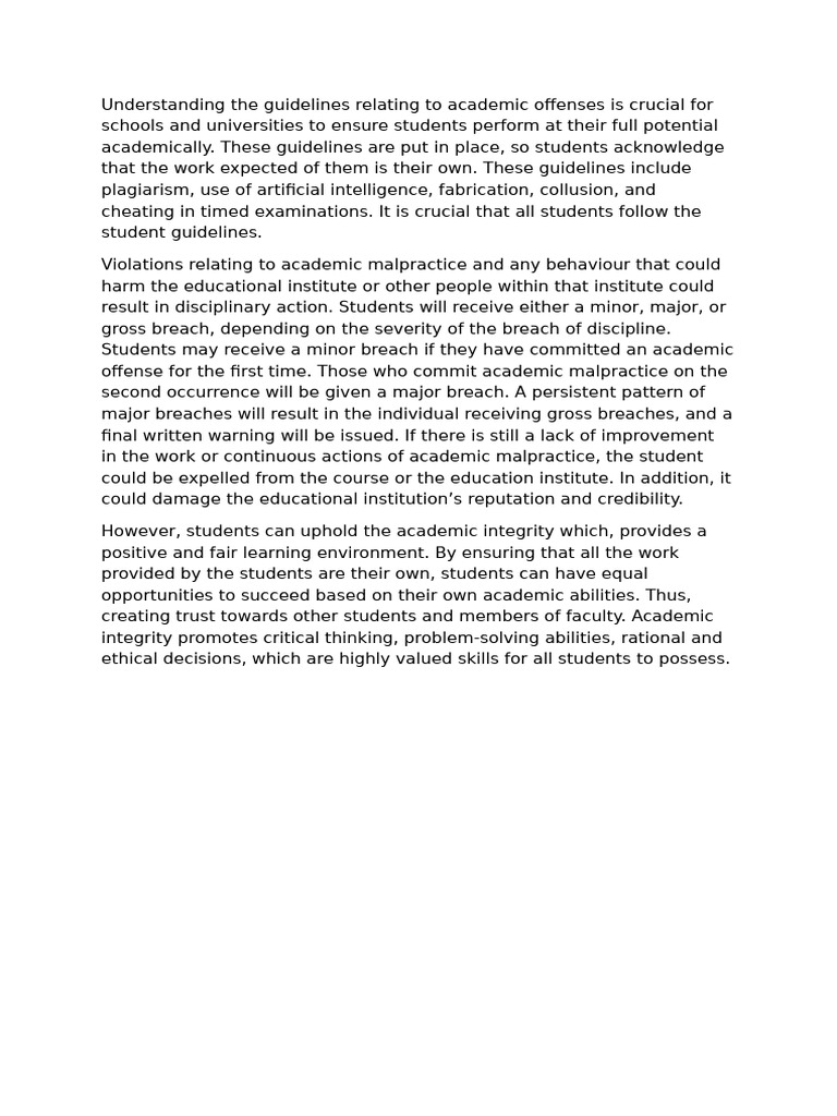 Academic Integrity Guidelines for Students | PDF