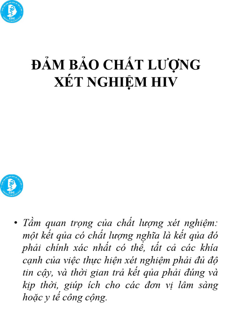 Bài. Dam Bao Chat Luong Cho Xet Nghiem HIV (Thu Hương) .PPTX (2025) | PDF