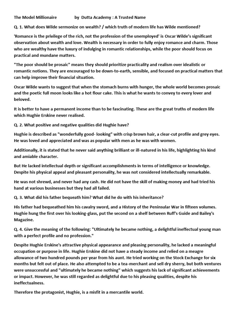 The Model Millionaire | PDF