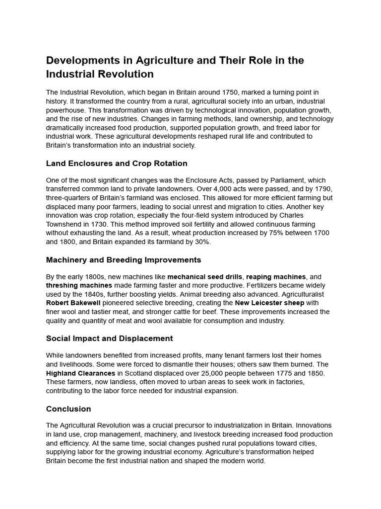 Agricultural Innovations in the Industrial Revolution | PDF ...