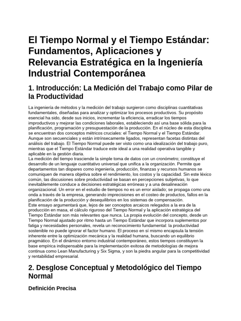 Tiempo Normal y Estándar en Ingeniería | PDF | Medición | Método científico