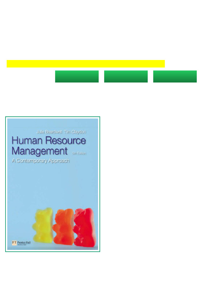 Human Resource Management A Contemporary Approach 5th Edition Julie ...