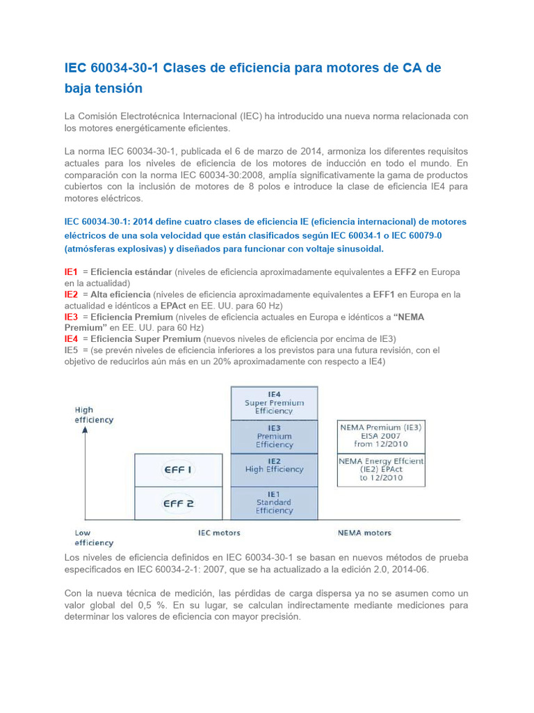 Eficiencia de Motores CA según IEC 60034-30-1 | PDF | Uso eficiente de ...