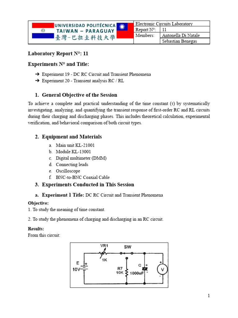 Electronic Lab Report Template | PDF | Electrical Network | Capacitor
