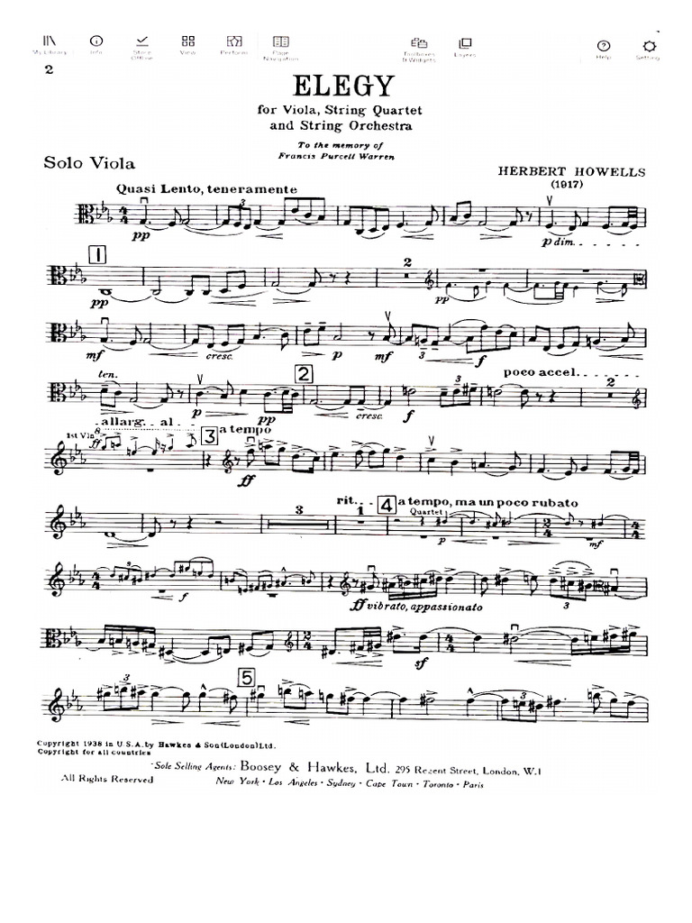 ELEGY For Viola - Howells | PDF