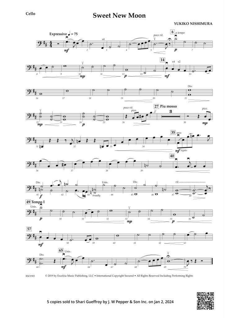 Sweet New Moon - Cello | PDF
