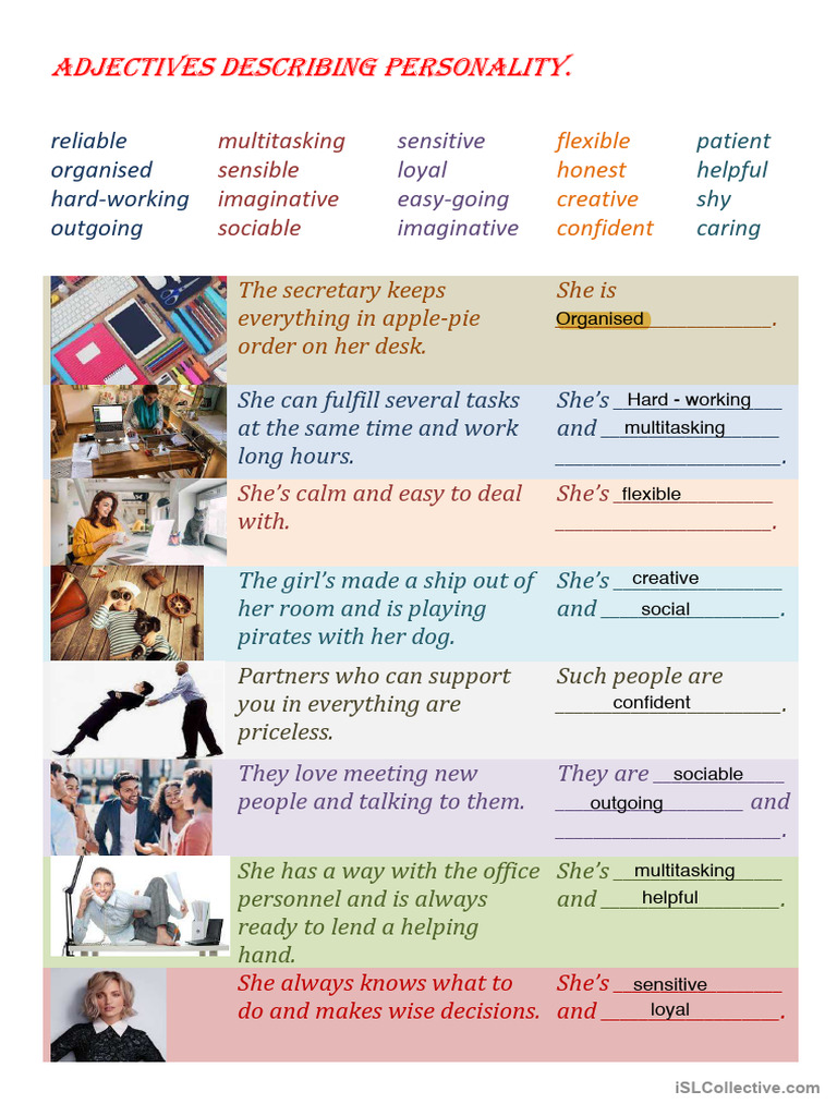 Personality Adjectives for Descriptions | PDF