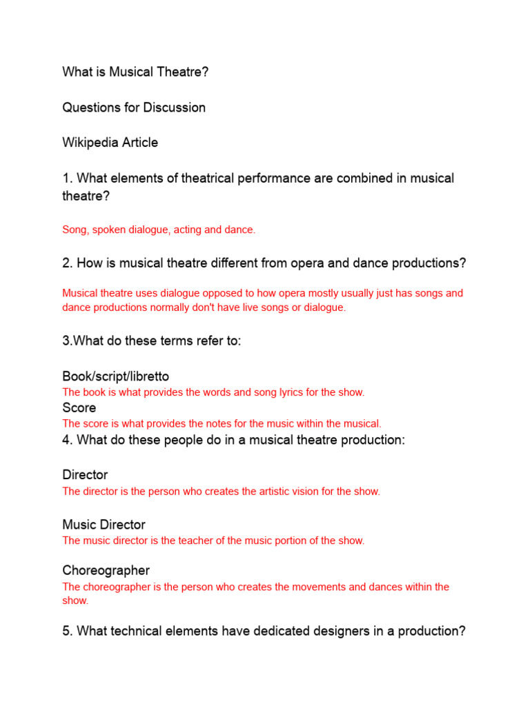Understanding Musical Theatre Elements | PDF | Musical Theatre | Theatre