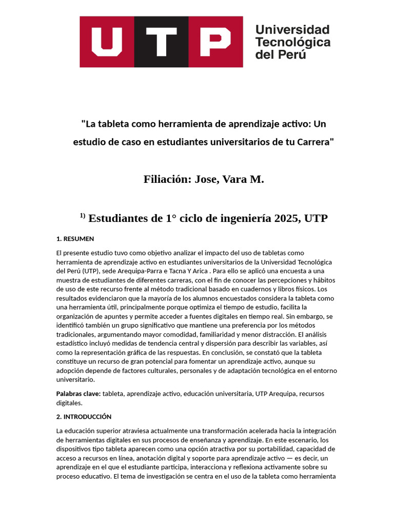 Avance Del Proyecto Final Estadistica | PDF | Aprendizaje | Tableta