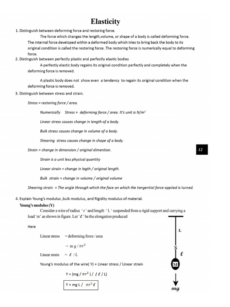 Module-4 Elasticity | PDF | Young's Modulus | Elasticity (Physics)
