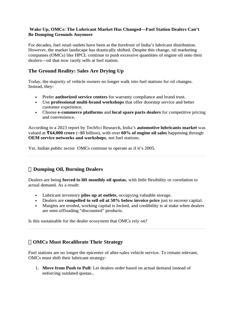 ?oil Dumping at Dealerships | PDF | Filling Station | Motor Oil
