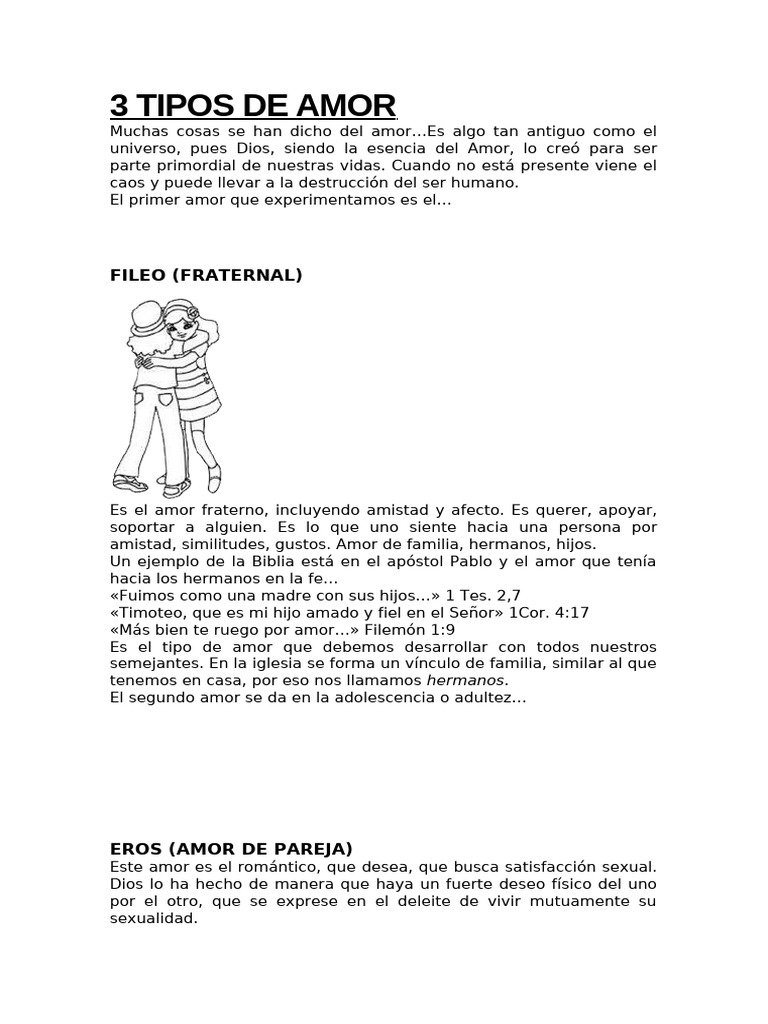 Tres Tipos de Amor: Fileo, Eros y Ágape | PDF | Amor | Cristo (título)