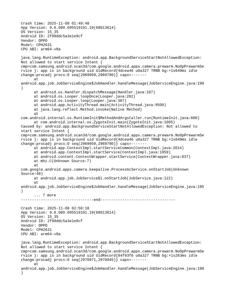 Crash 20251108 | PDF | Android (Operating System) | Mobile Linux