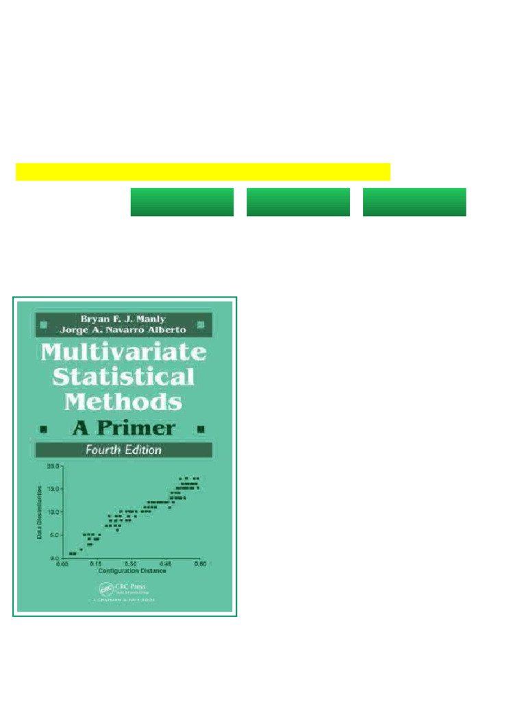 (Ebook) Multivariate Statistical Methods: A Primer, Fourth Edition by Bryan F.J. Manly; Jorge A ...