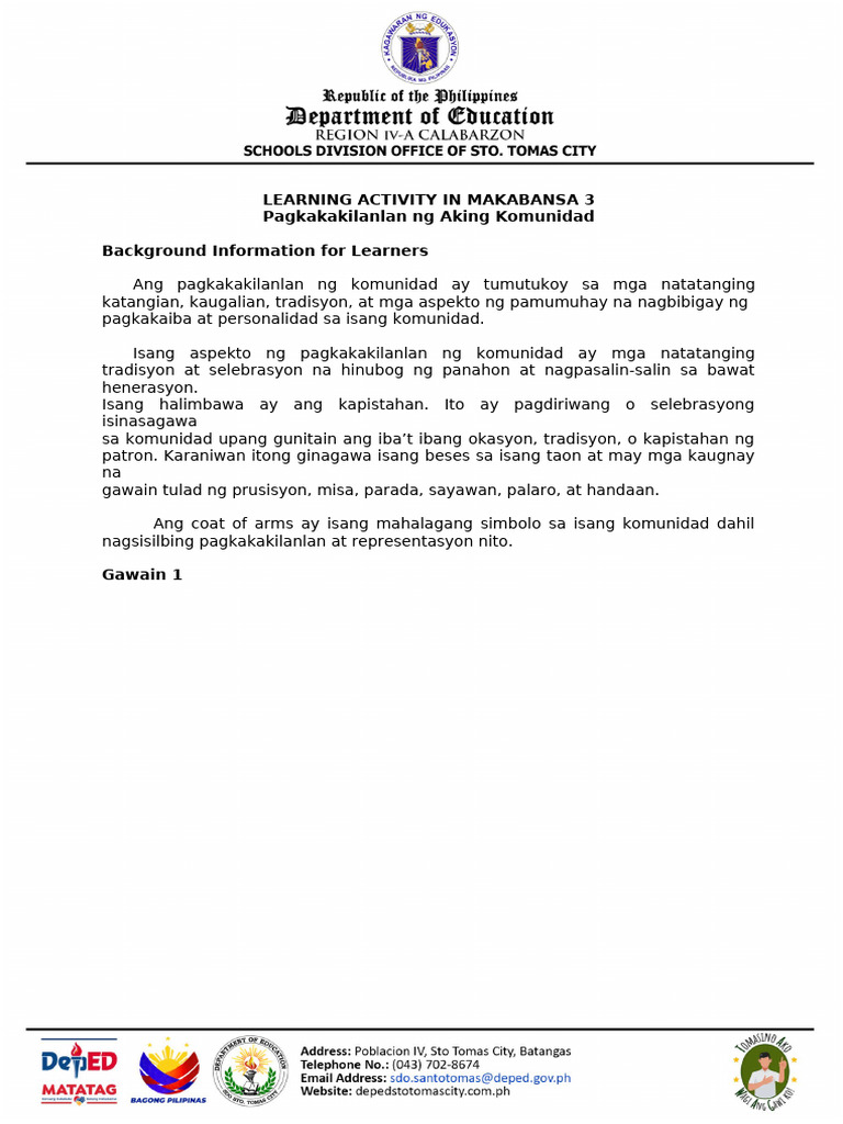 q2 Wk3 Makabansa LR Activity Sheet | PDF