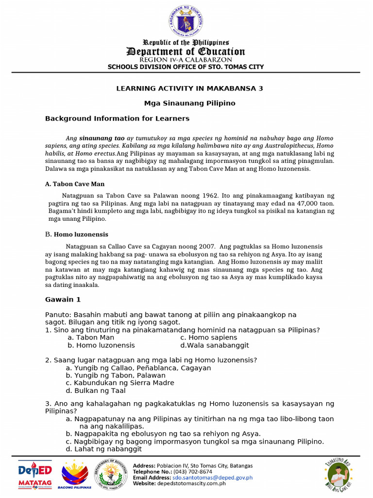 q3 Wk1 Makabansa LR Activity Sheet | PDF
