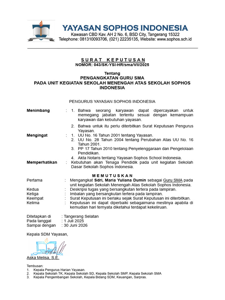 SK Guru SMA - Maria Yuliana Dumin 2025 - 2026 | PDF