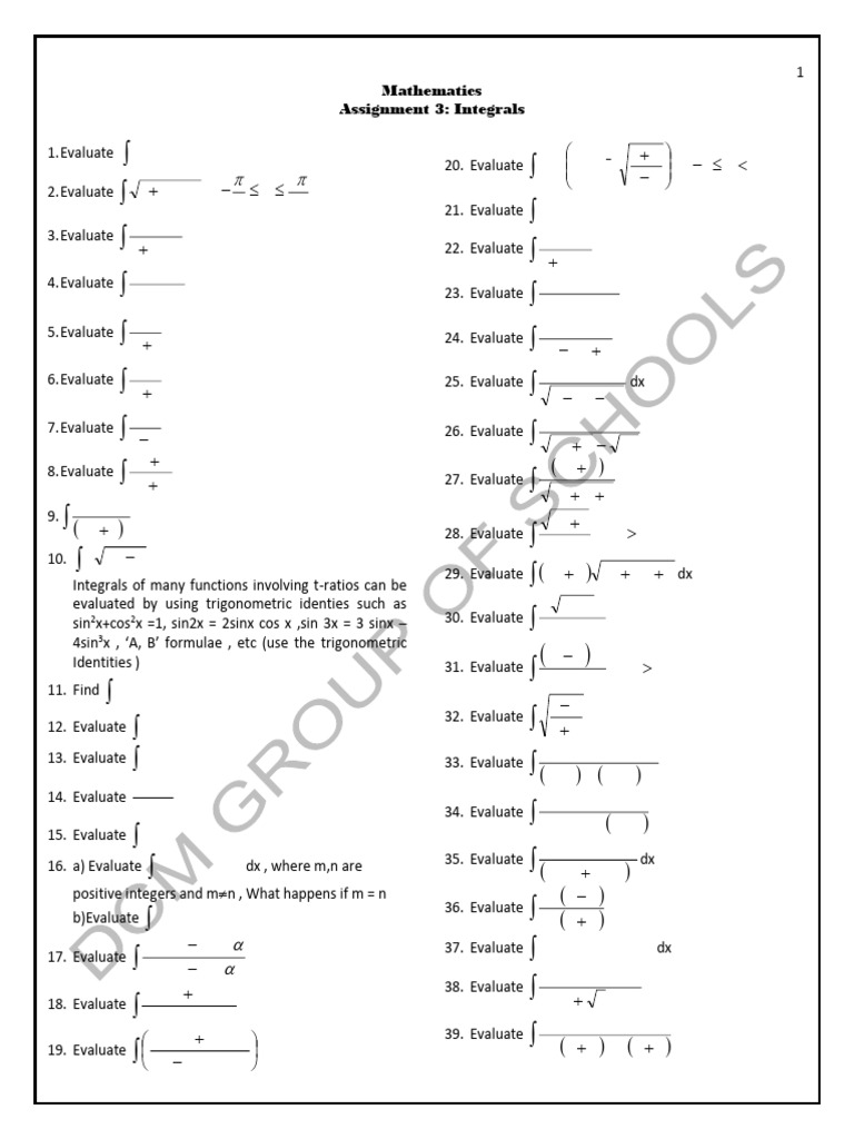 Integrals Sub Assignments (3) | PDF | Trigonometric Functions ...