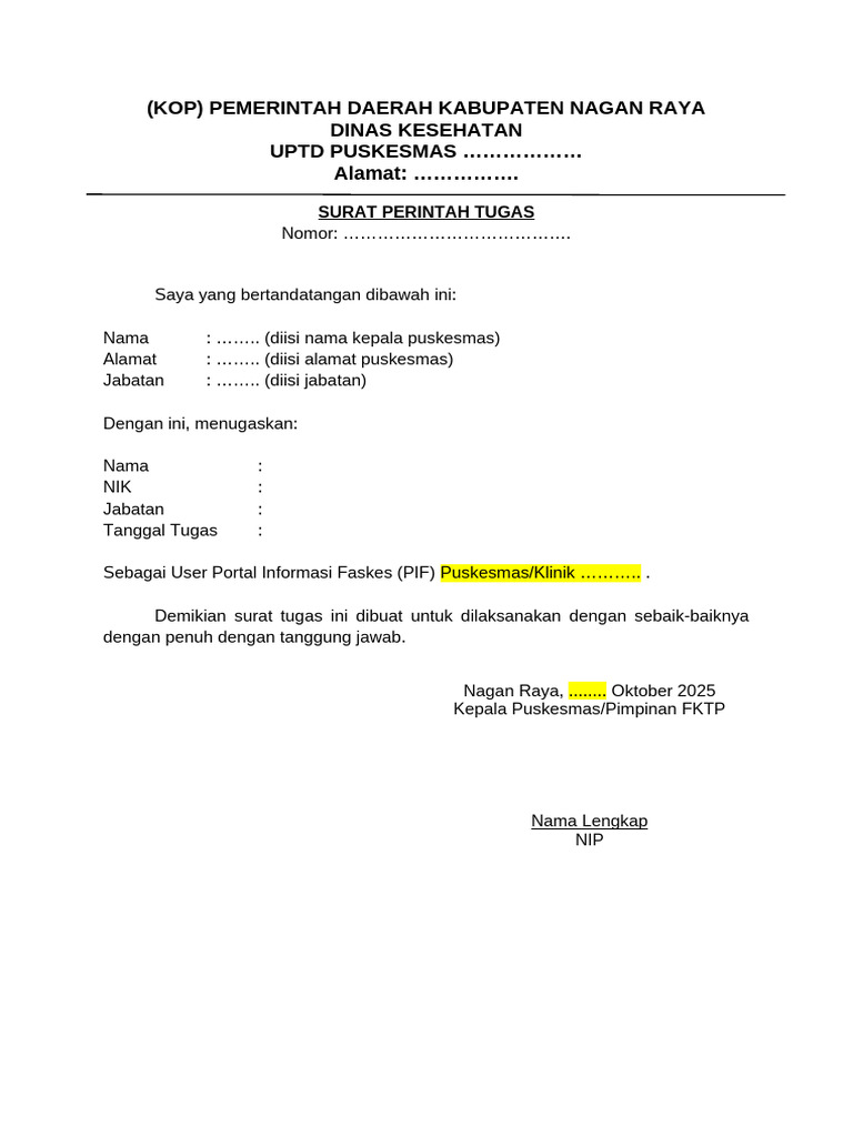 Surat Penunjukan PIC PIF | PDF