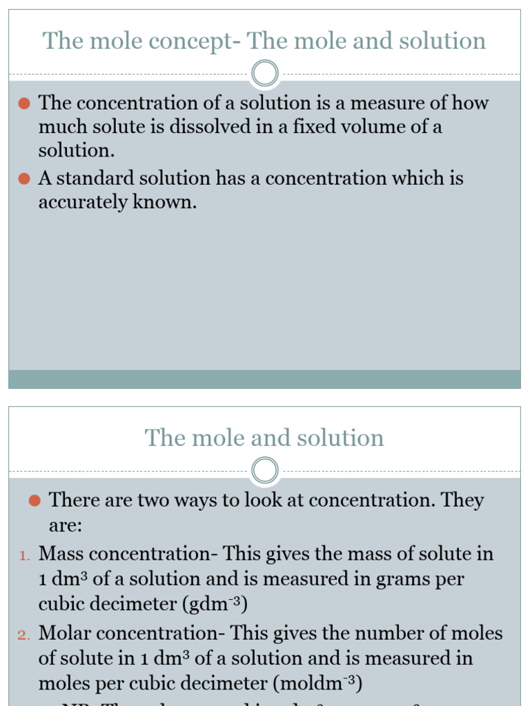 Understanding Molar and Mass Concentration | PDF | Mole (Unit ...