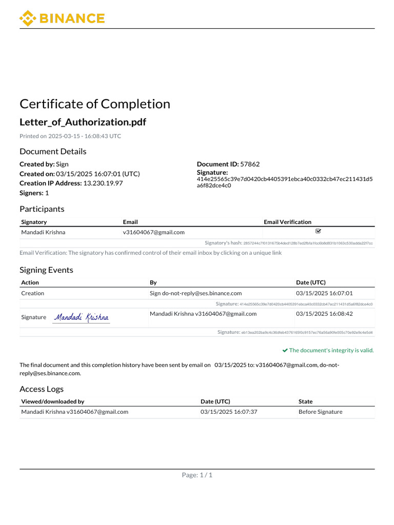 Certificate of Completion for Mandadi Krishna | PDF