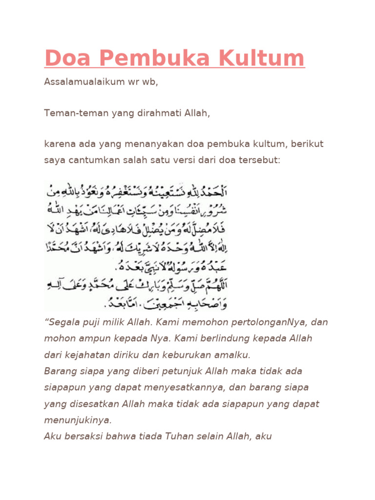 Doa Pembuka Kultum yang Bermakna | PDF