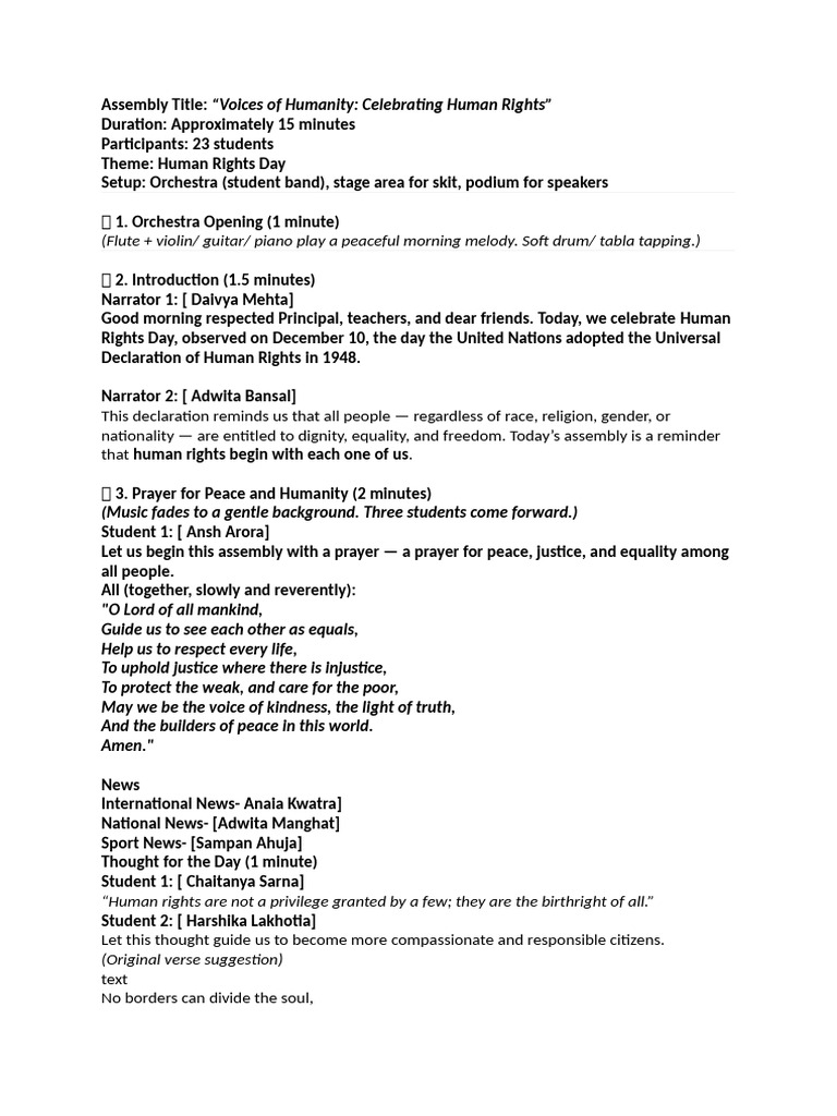 Grade IX-Assembly Script | PDF