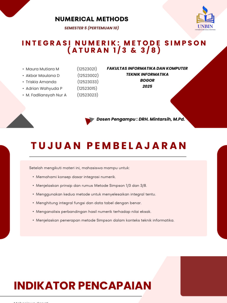 Metode Simpson dalam Integrasi Numerik | PDF