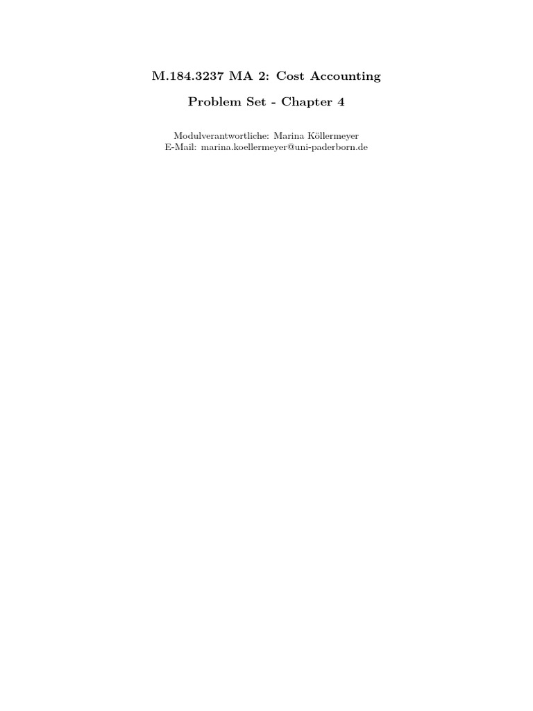 MA 2 Problem Set Chapter 4 Endergebnisse | PDF | Cost Of Goods Sold ...