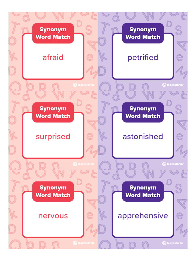 Synonym Word Match Cards Full Color 595222 | PDF