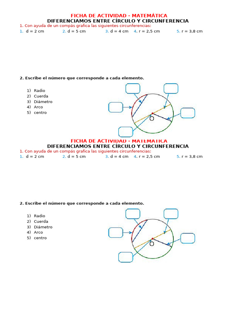 Ficha-Lun-Mat - Diferenciamos Entre Circulo y Circunferencia | PDF
