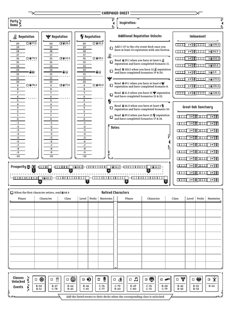 Gloomhaven 2025 Campaign Sheet | PDF
