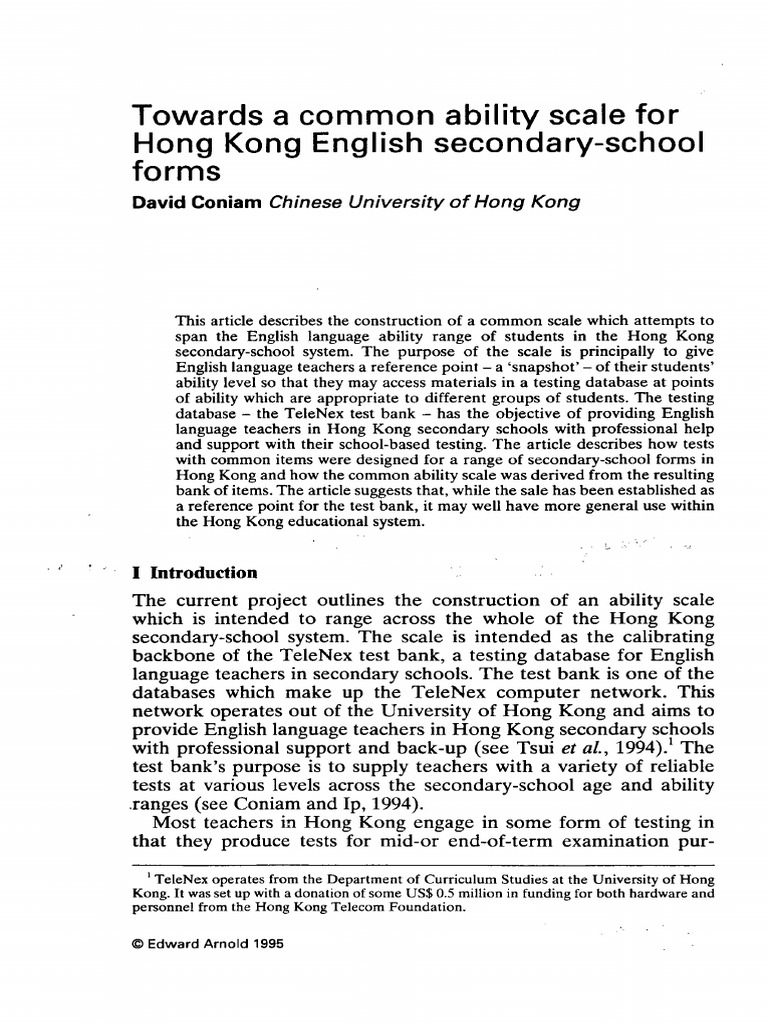 Common English Ability Scale for Hong Kong | PDF | Multiple Choice ...