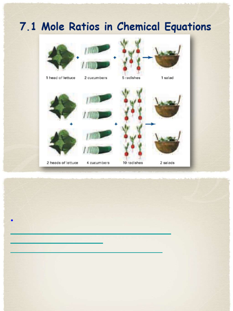 7.1 Mole Ratios in Chemical Equations - DL | PDF | Stoichiometry | Mole ...