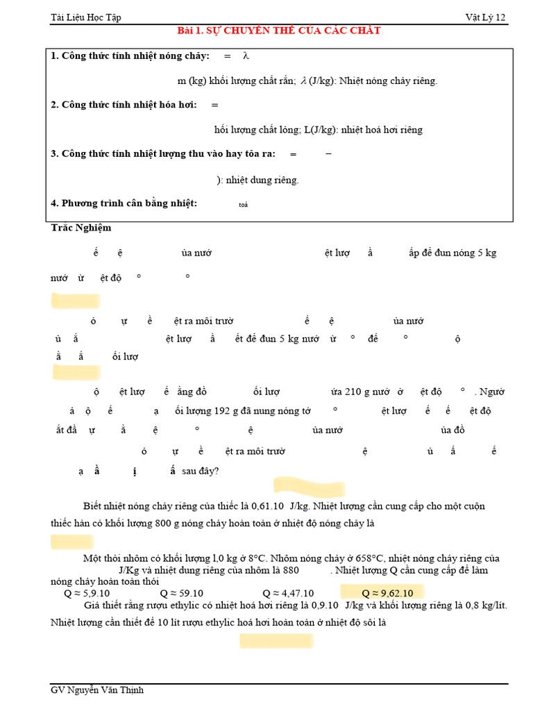 Bai 1 - Su Chuyen The Cua Cac Chat - HS - BT | PDF