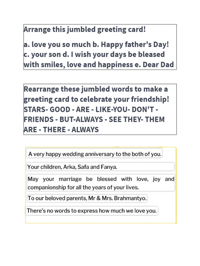 Arrange This Jumbled Greeting Card | PDF
