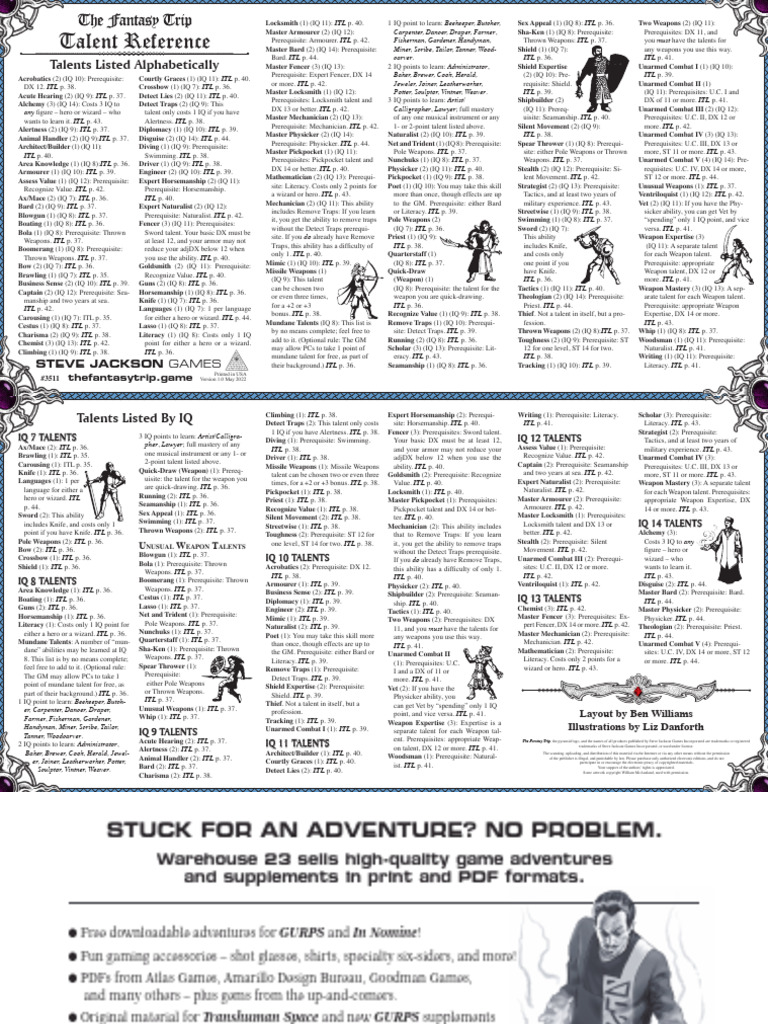Talent Skills and Prerequisites Guide | PDF