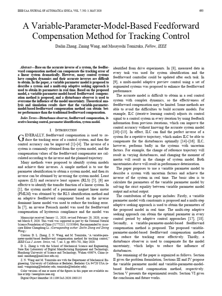 Variable Parameter Feedforward Control Method | PDF | Parameter (Computer Programming) | Control ...