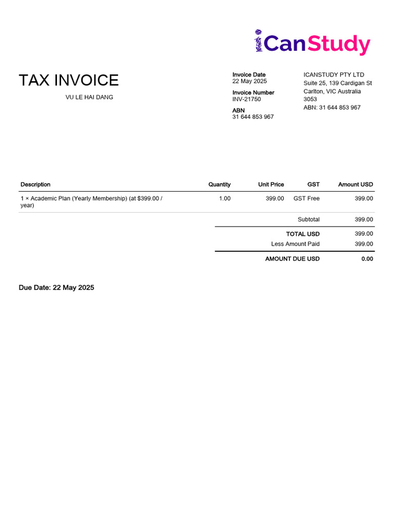 Invoice INV 21750 | PDF