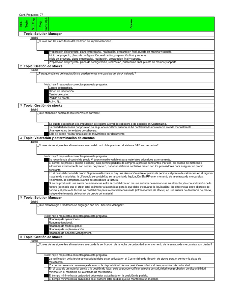SAP Preguntas MM Examen Certificacion | PDF | Obtención | Logística