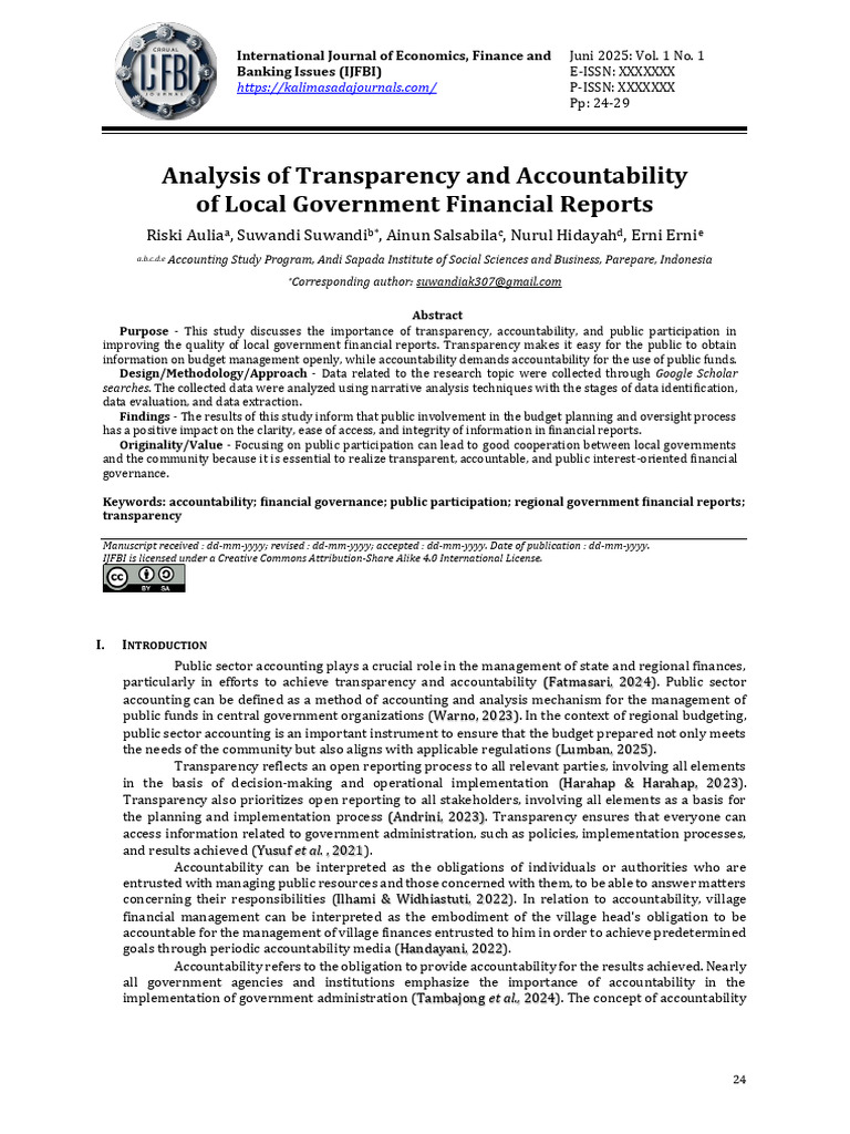 Local Government Financial Transparency Analysis | PDF | Accountability ...