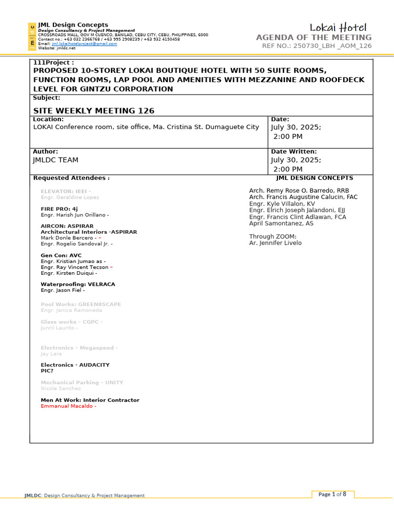 LBH AOM Site Weekly Meeting 126 Continuation | PDF | Building ...