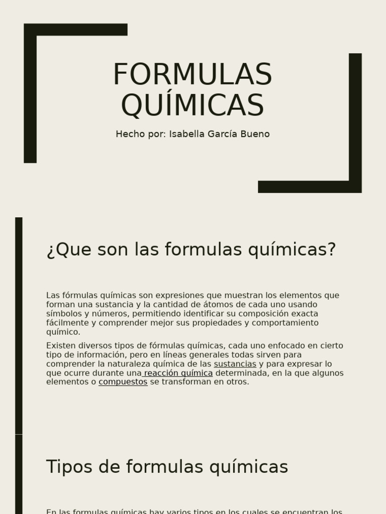 Formulas químicas exposición | PDF | Química | Compuestos químicos