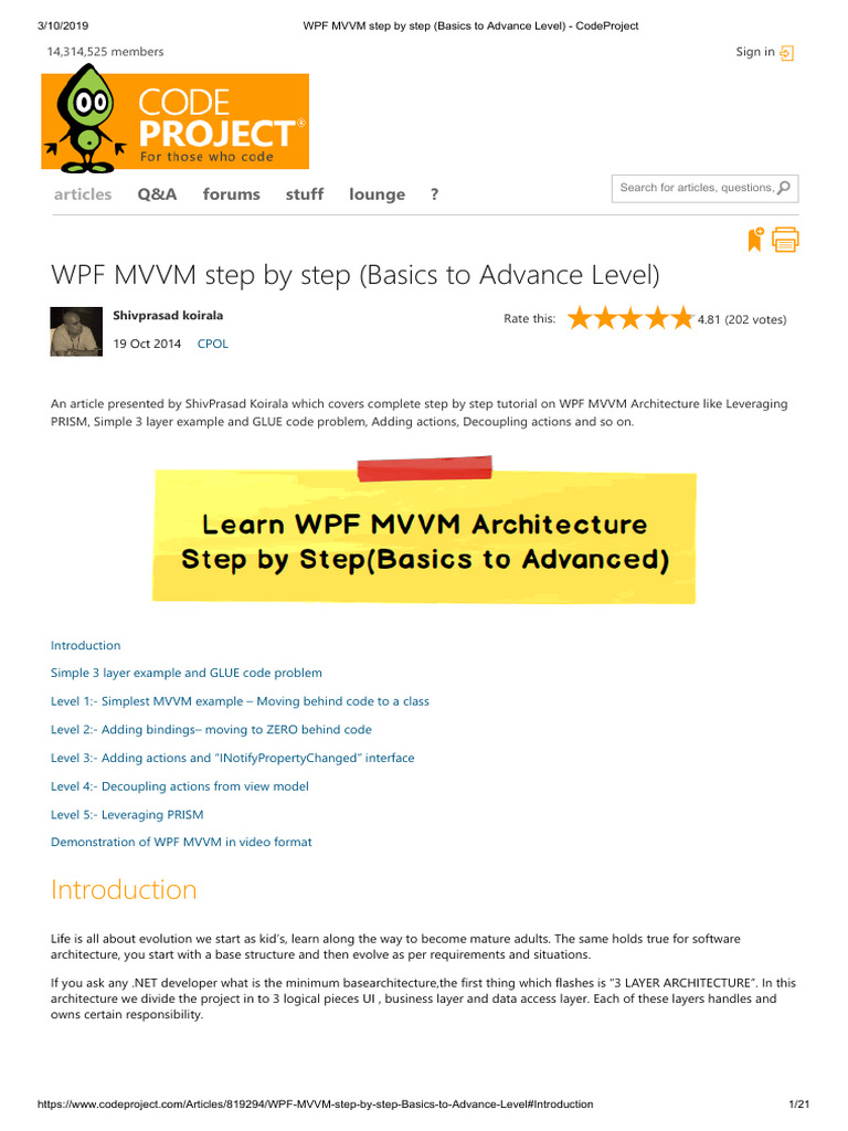 WPF MVVM Step by Step (Basics to Advance Level) - CodeProject | PDF | Extensible Application ...