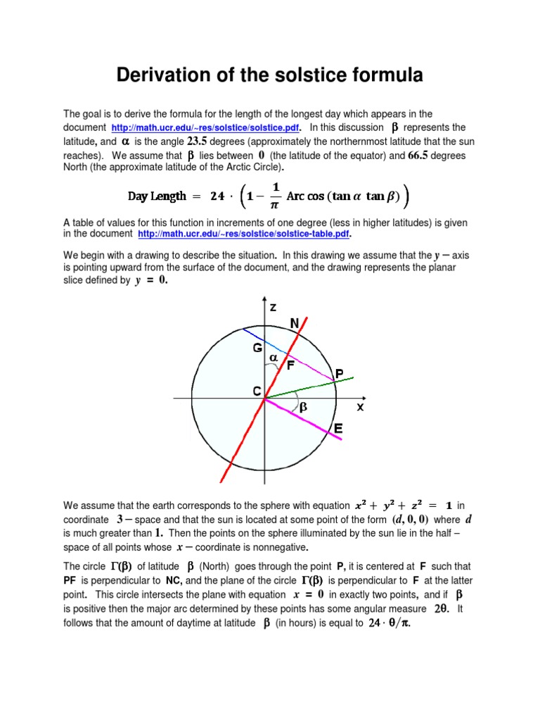 Solstice Formula | PDF | Latitude | Trigonometric Functions