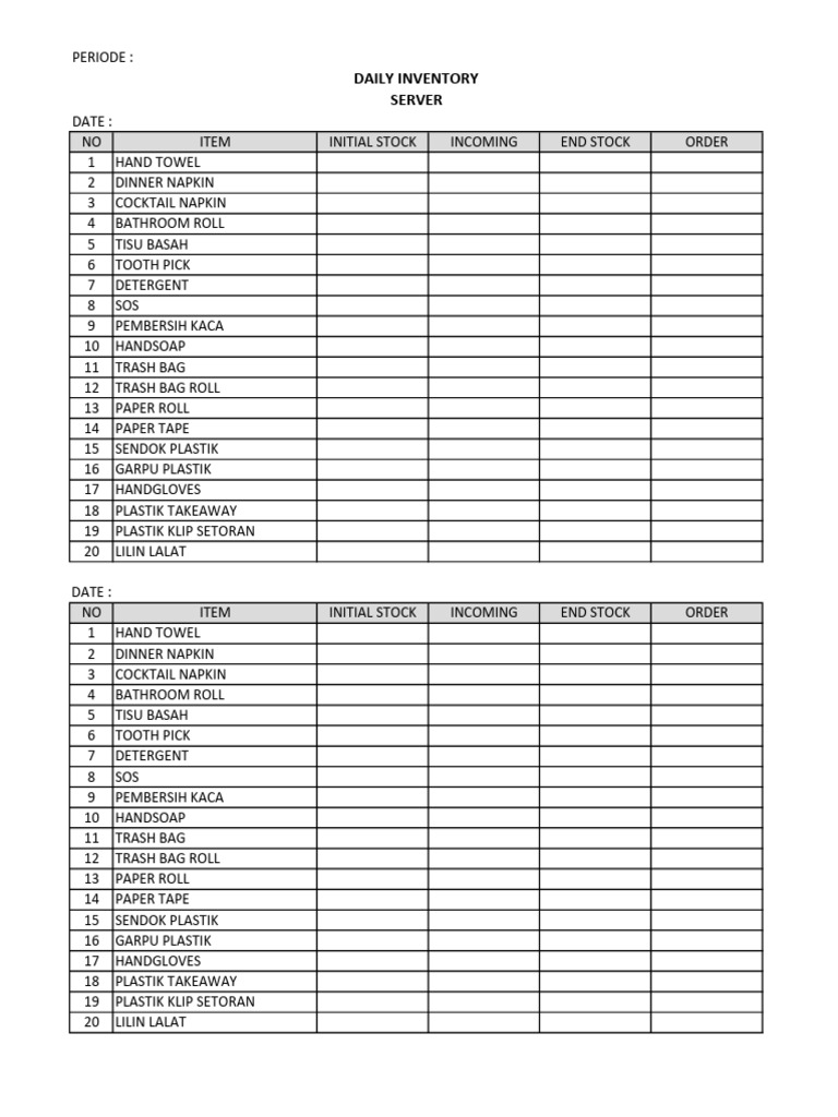 Daily Inventory Management List | PDF