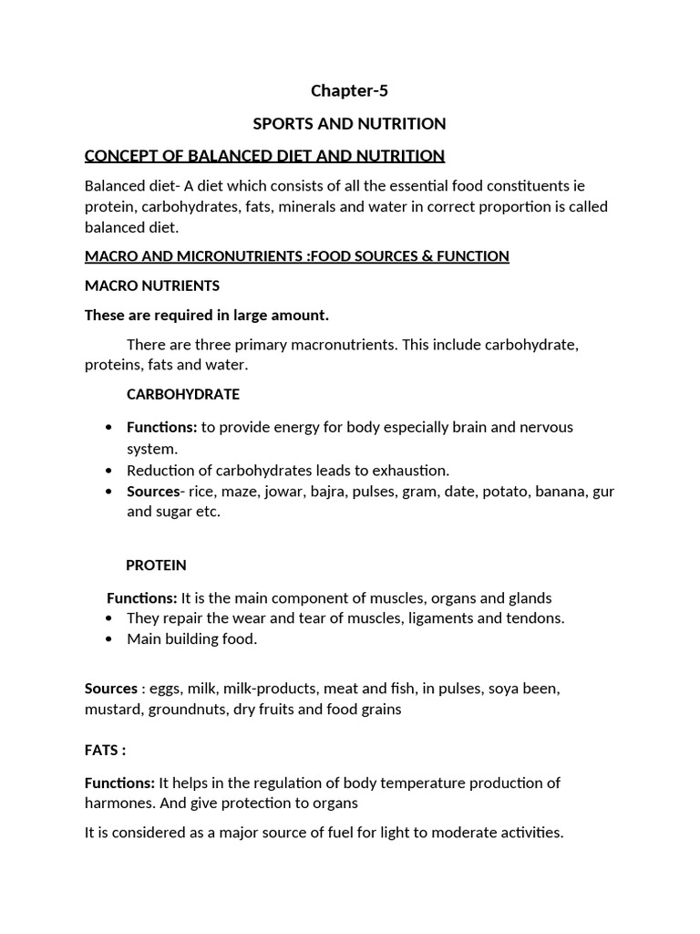 Chapter 5 Sports and Nutrition | PDF | Dieting | Nutrients
